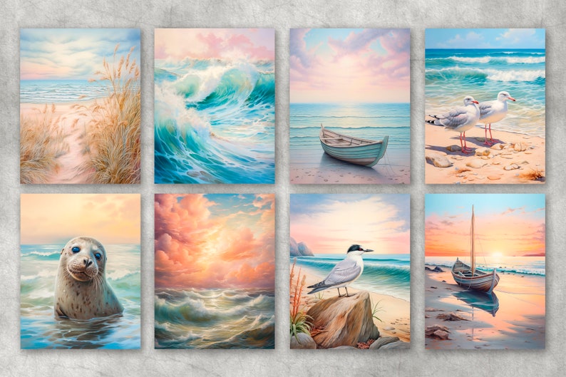 Sea Junk Journal Pages, Beach Scrapbook Paper, Printable Paper ...