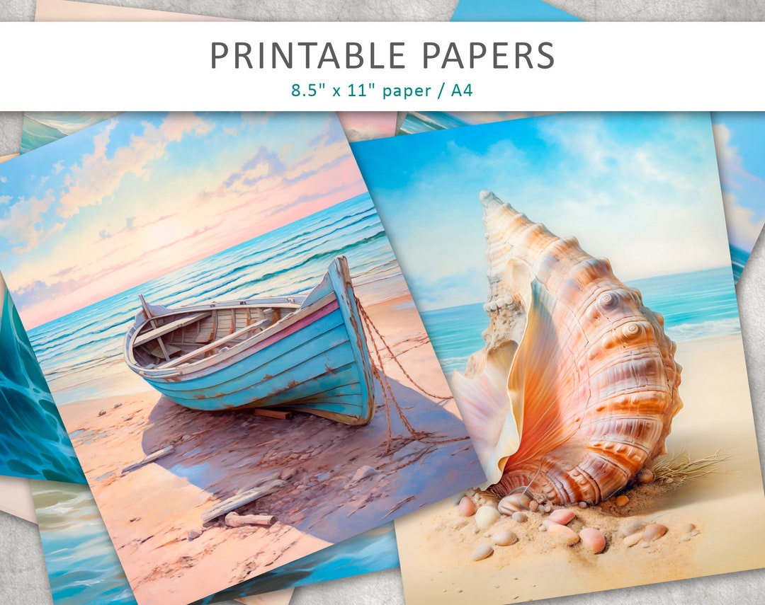 Sea Junk Journal Pages, Beach Scrapbook Paper, Printable Paper ...