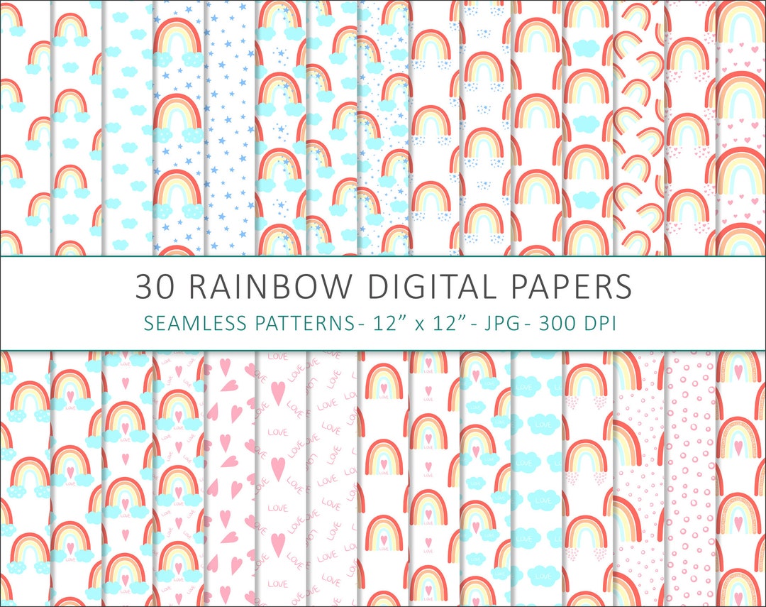 Rainbow Digital Paper Pack Scrapbook Paper Seamless Rainbow - Etsy