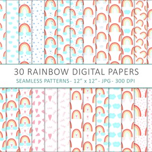 Rainbow Digital Paper Pack Scrapbook Paper Seamless Rainbow - Etsy