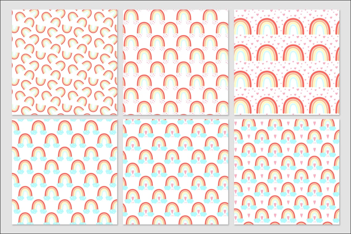 Rainbow Digital Paper Pack Scrapbook Paper Seamless Rainbow - Etsy