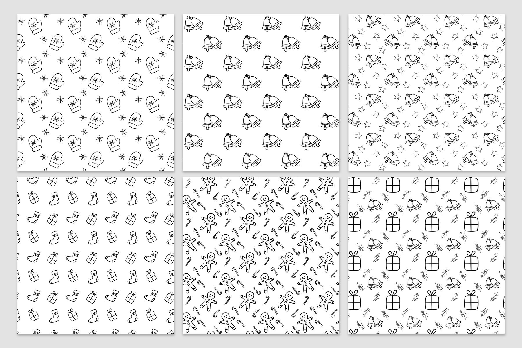 Digital Paper, Hand Drawn Christmas Digital Paper, Christmas Digital ...