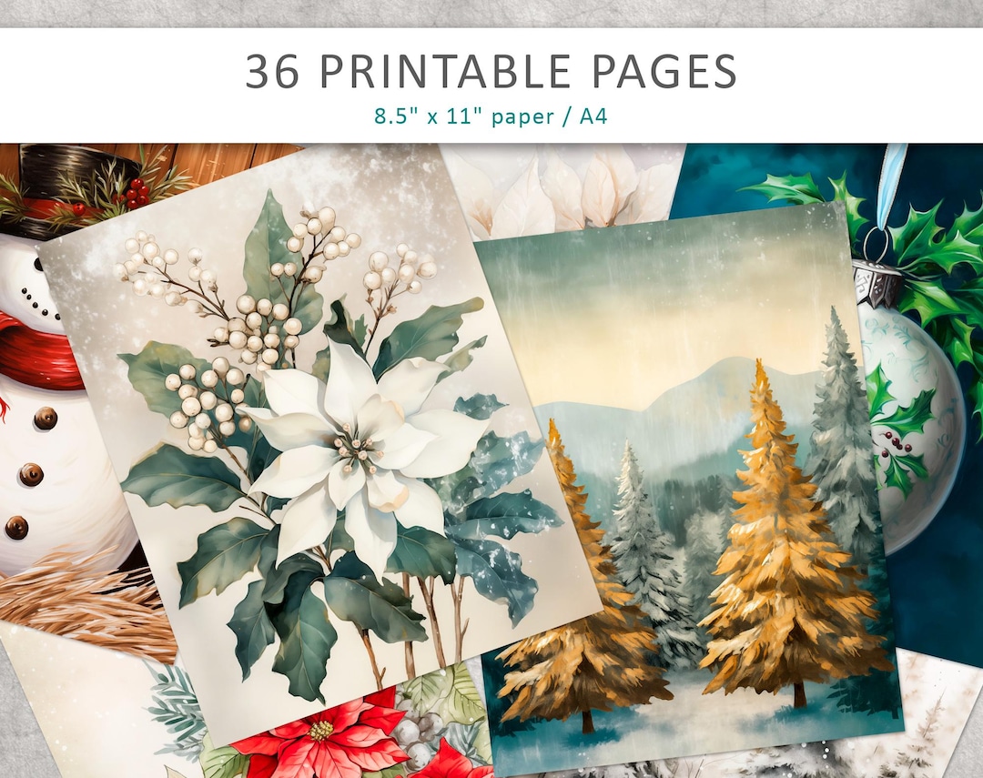 Christmas Printable Pages, Holiday Printables, Christmas Junk Journal ...