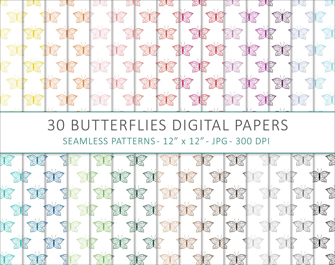 Butterflies Digital Paper Pack, Butterfly Background, Scrapbook Paper ...