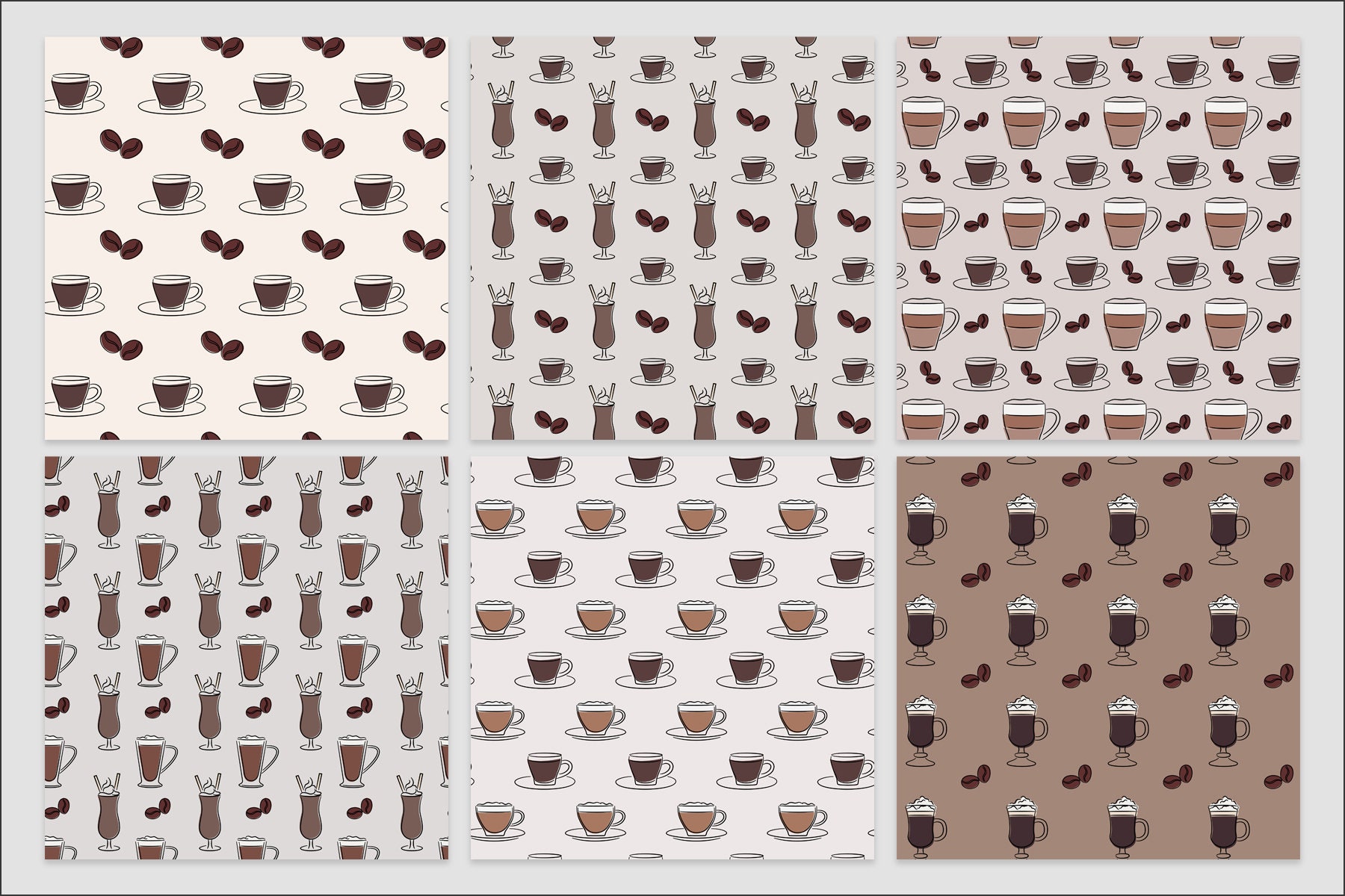 Coffee Digital Paper, Digital Paper Pack, Pattern Seamless, Espresso ...