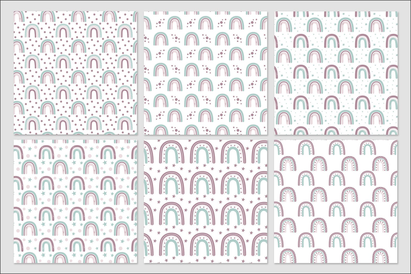 Rainbow Digital Paper Pack, Baby Rainbow Paper Set, Seamless Pattern ...