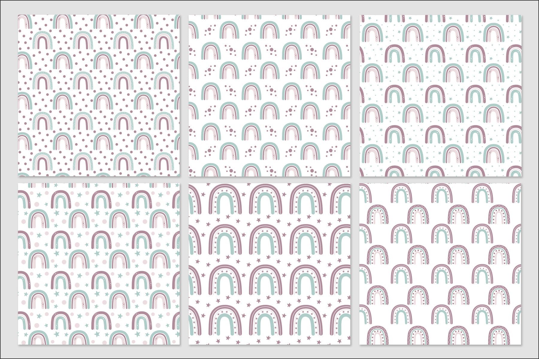 Rainbow Digital Paper Pack, Baby Rainbow Paper Set, Seamless Pattern ...