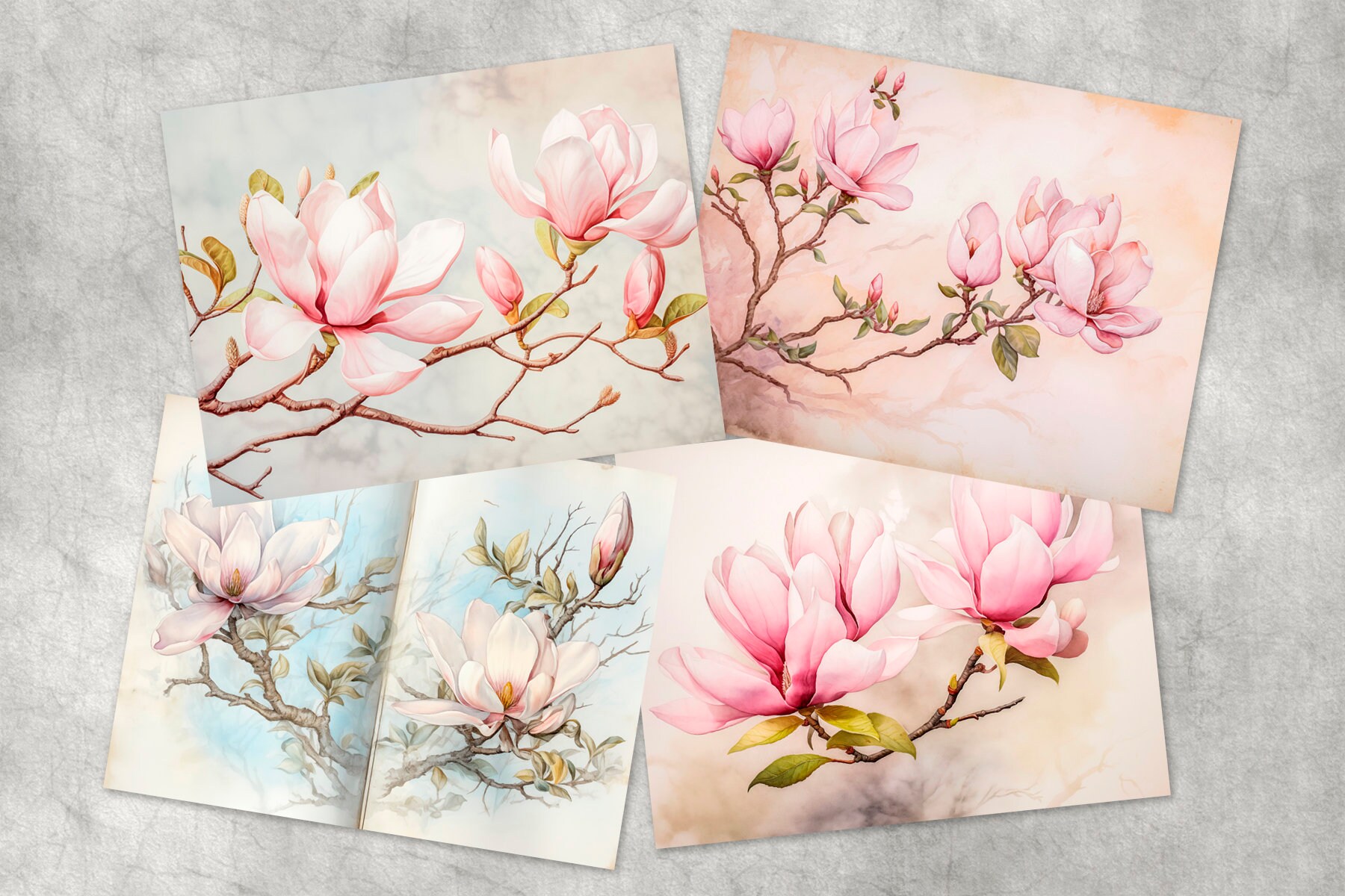 Magnolia Junk Journal Printable Floral Digital Paper Journal - Etsy