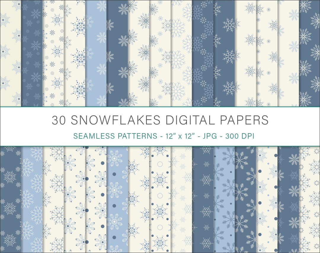 Snowflakes Digital Paper Paper Snowflakes Winter Digital - Etsy