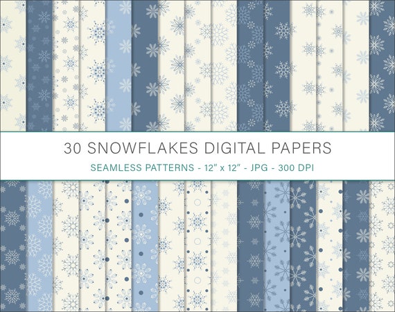 Snowflakes Digital Paper Paper Snowflakes Winter Digital - Etsy