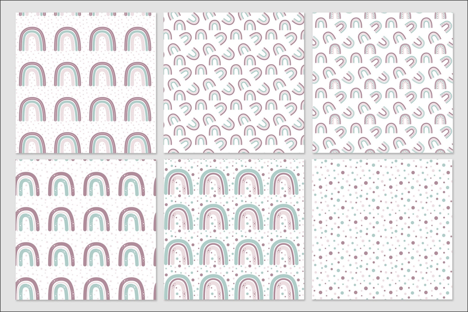 Rainbow Digital Paper Pack, Baby Rainbow Paper Set, Seamless Pattern ...