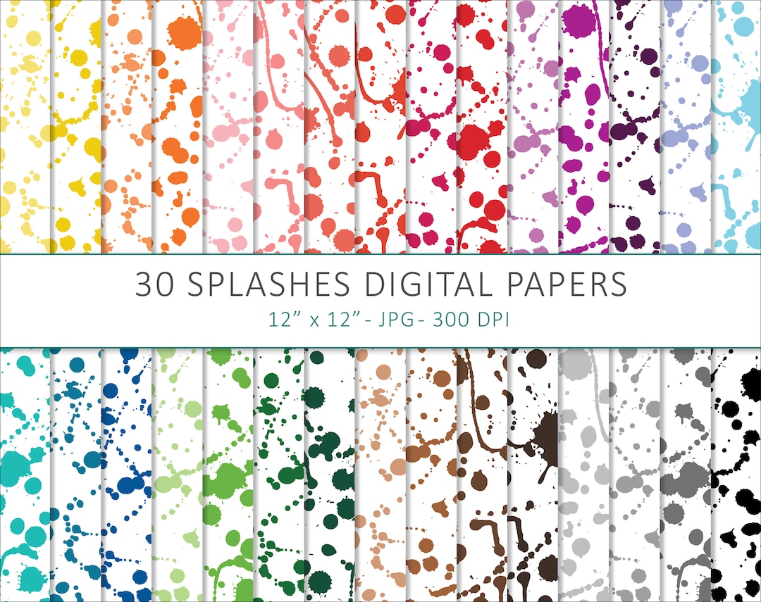 Splatters Digital Paper Paint Splaters Splash Digital Paper - Etsy