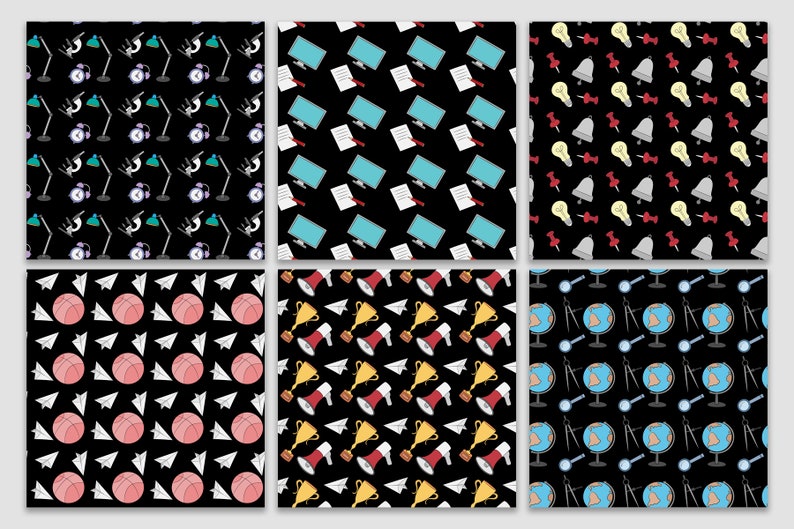 School Digital Paper, Seamless Patterns, Back to School Paper, Teacher ...