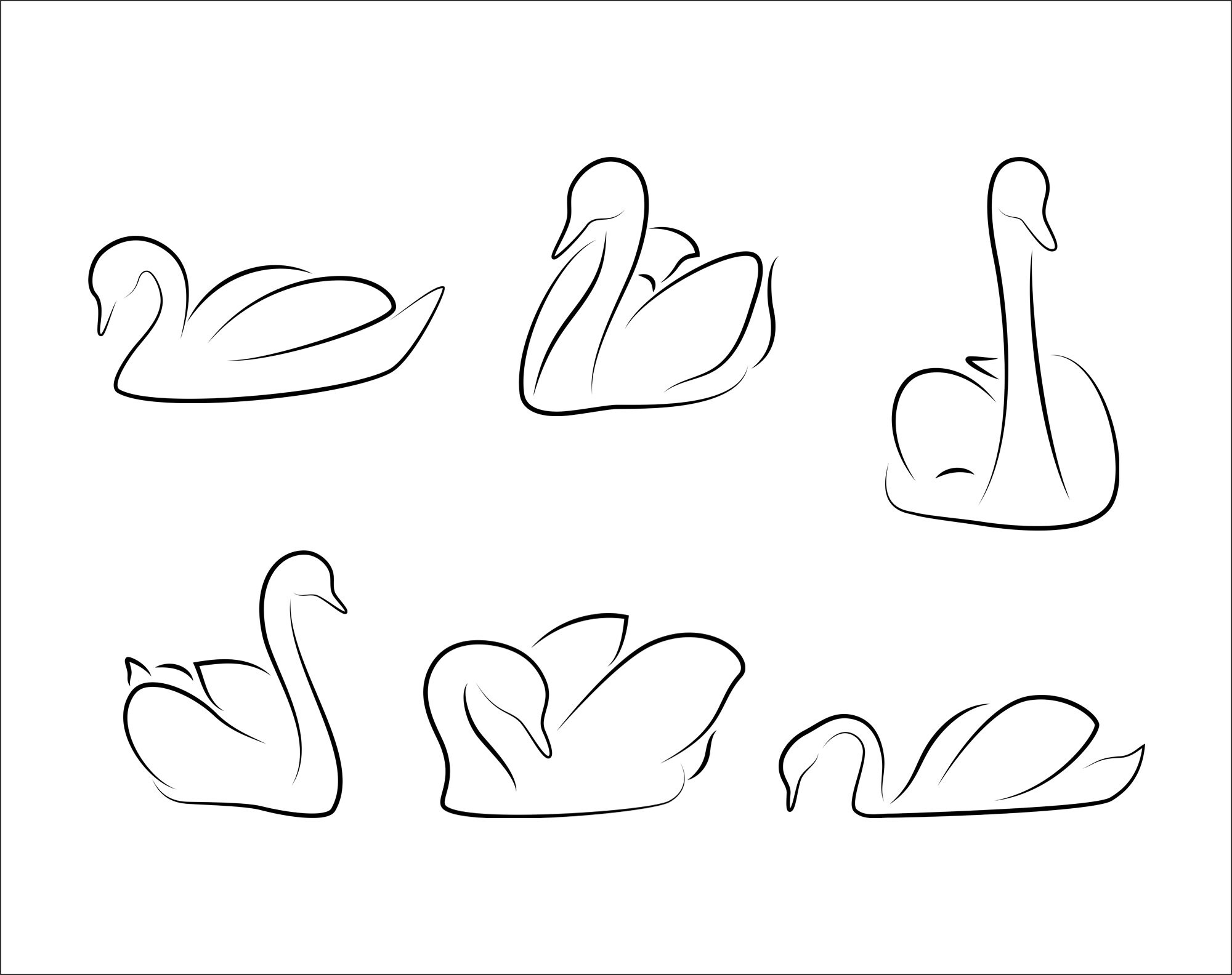 Swan SVG, Swan Line Vector SVG Illustration, Clip Art SVG, Swan Line ...