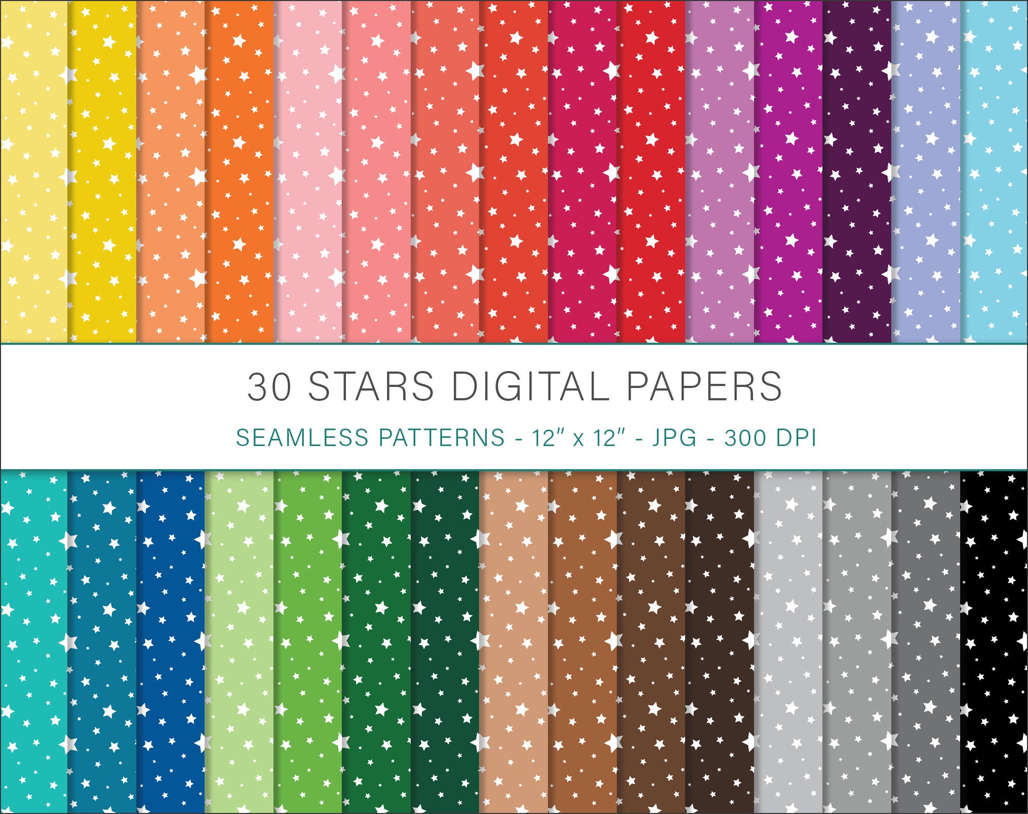 Digital Paper, Stars Digital Scrapbooking Paper Pack, Scrapbooking ...
