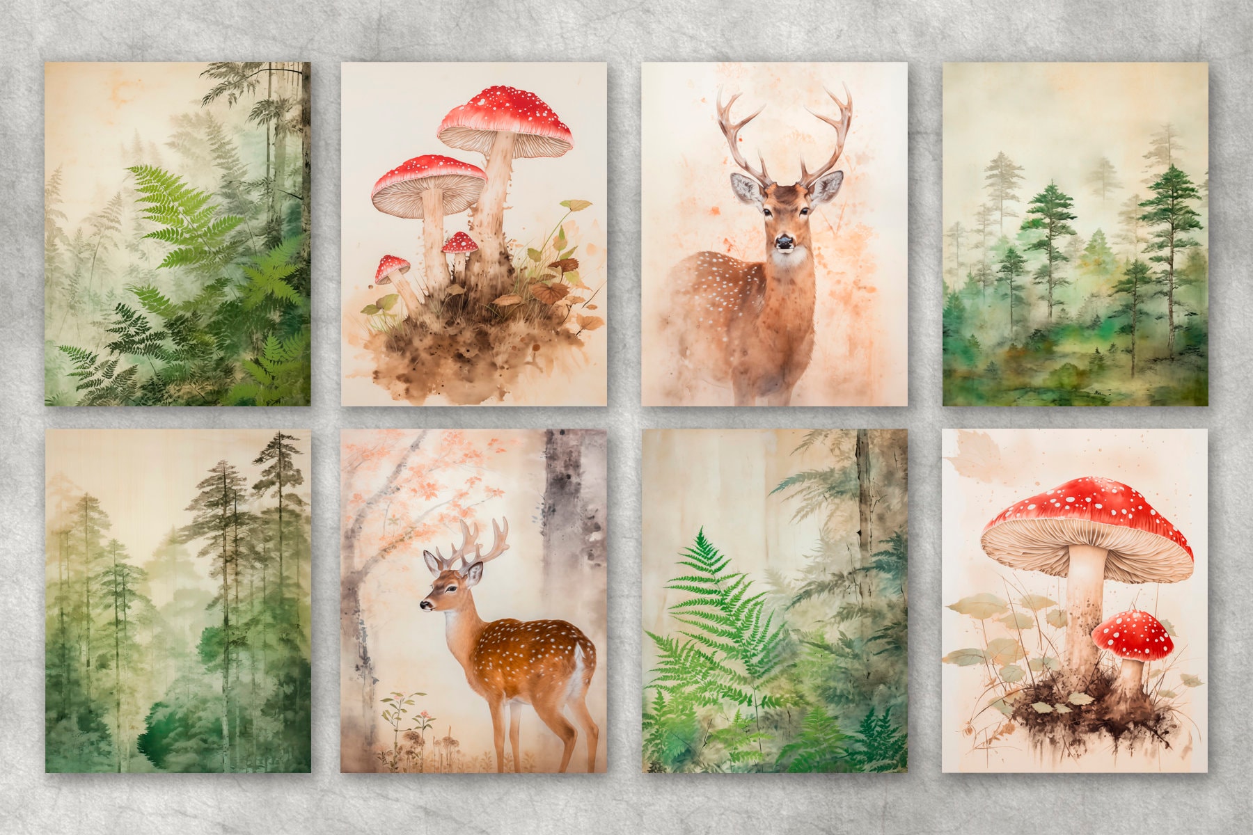 Forest Old Paper Illustration Journal Pages, Junk Journal Kit, Basic ...