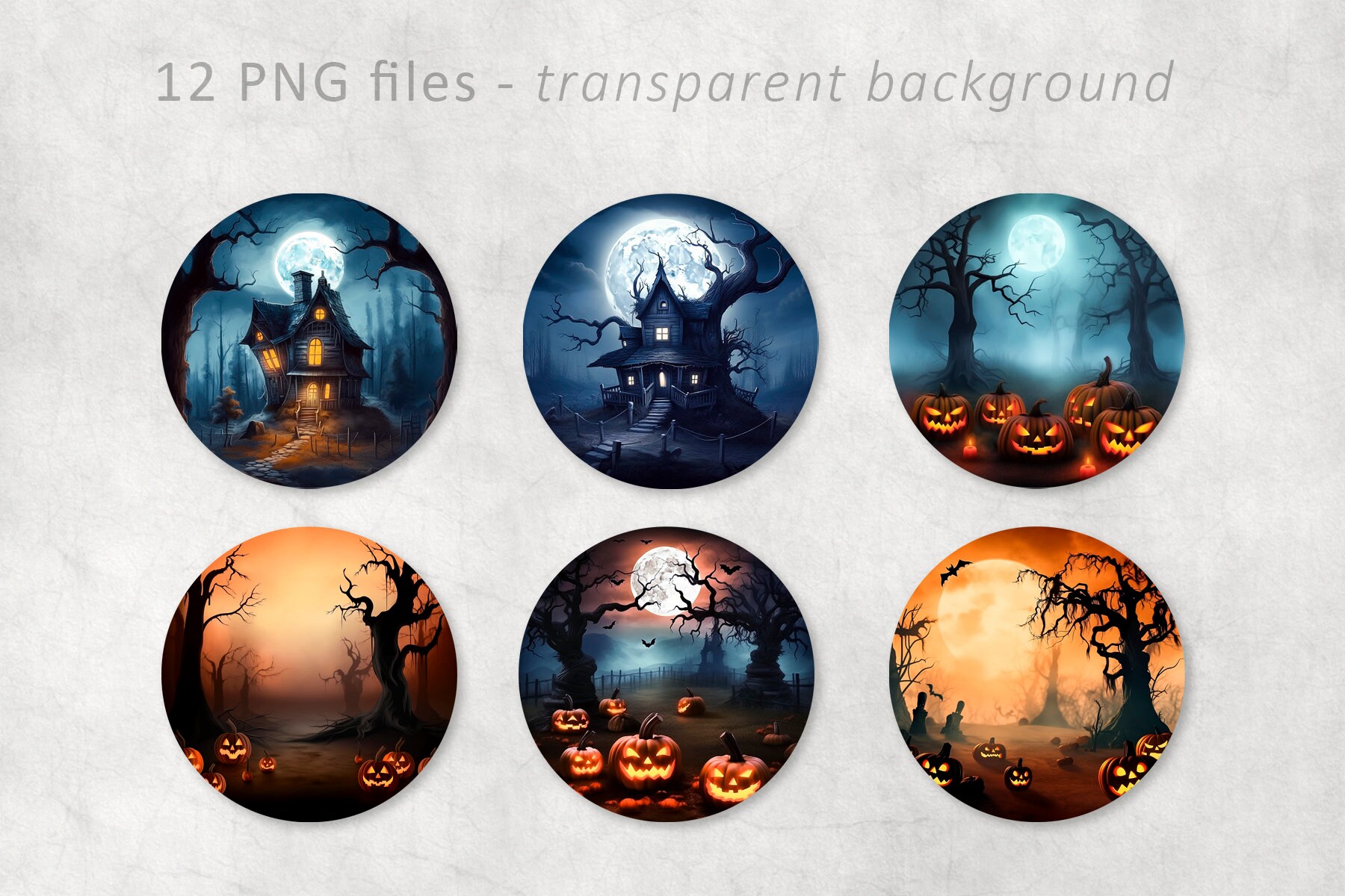 Halloween Circles for Coasters, Printable 4 Inch, Halloween House ...