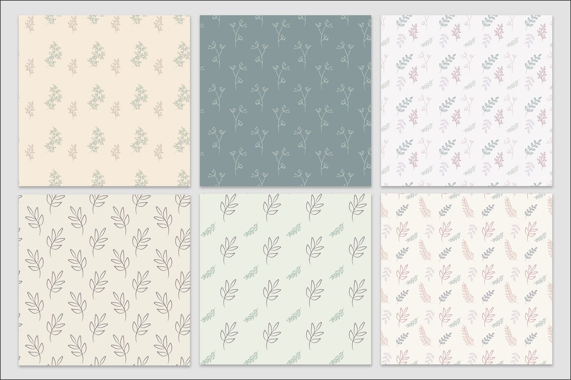 Botanical Digital Paper Pack Botanical Patterns Botanical - Etsy