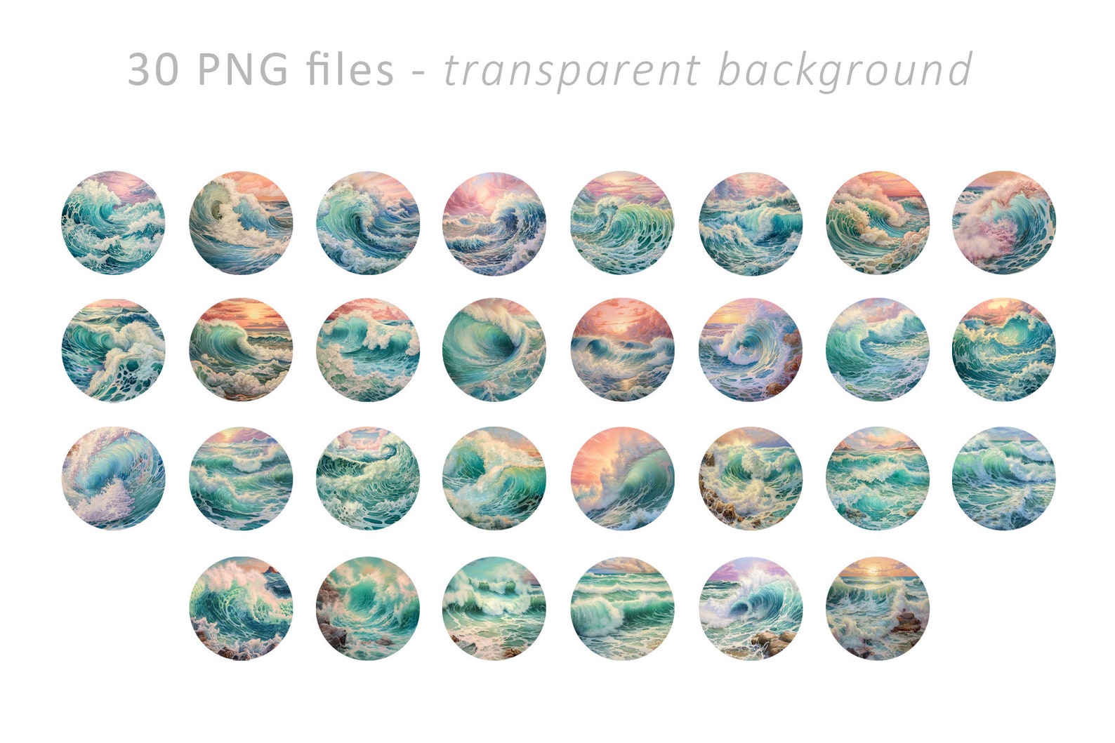 Sea Waves Keychain PNG, 2.5 Inch Printable Circles, Ocean Circle Image ...