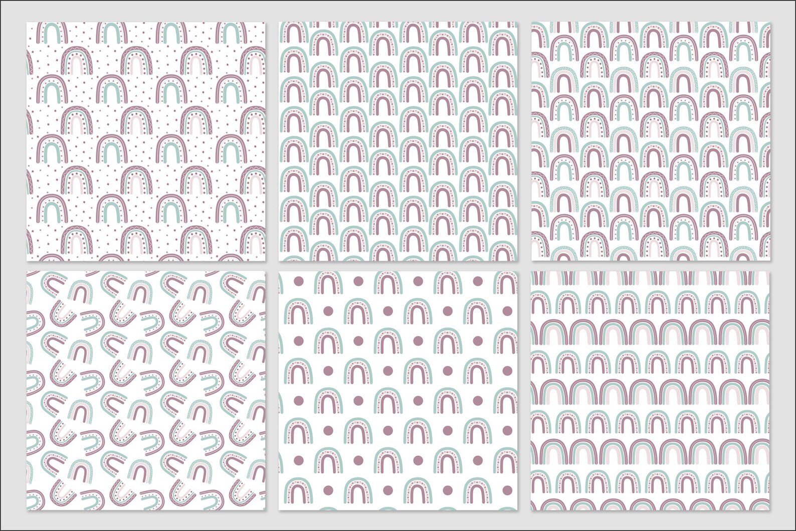 Rainbow Digital Paper Pack, Baby Rainbow Paper Set, Seamless Pattern ...