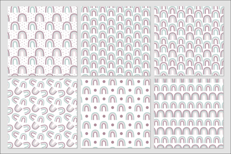 Rainbow Digital Paper Pack, Baby Rainbow Paper Set, Seamless Pattern ...