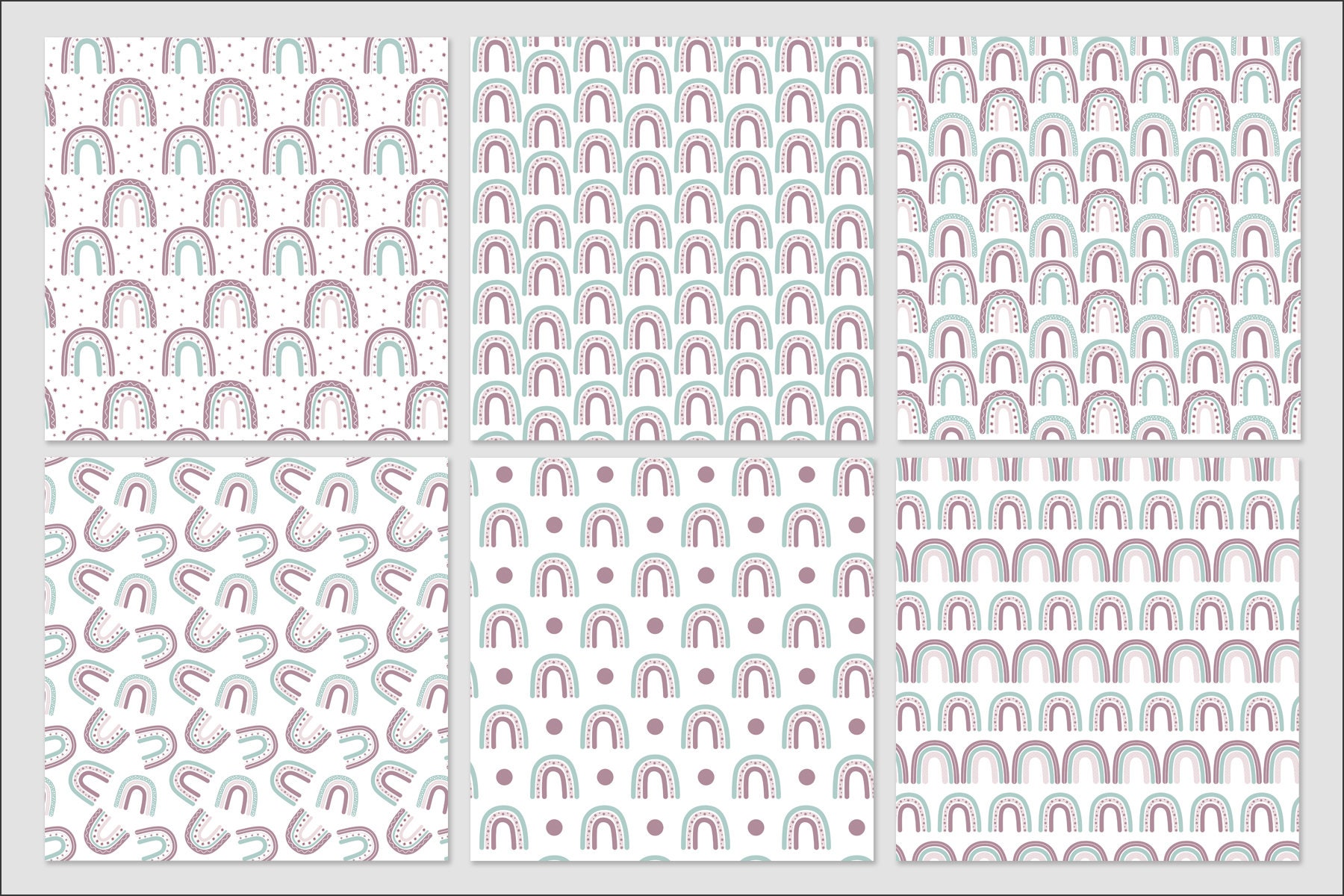 Rainbow Digital Paper Pack, Baby Rainbow Paper Set, Seamless Pattern ...