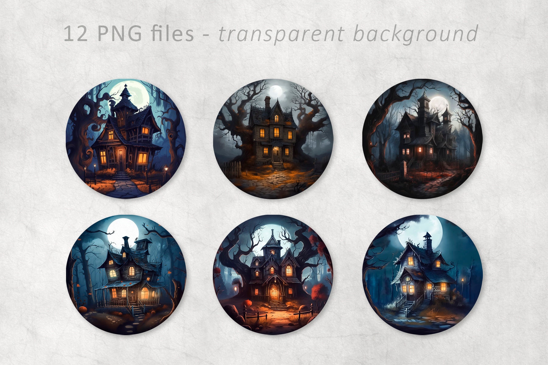 Halloween Circles for Coasters, Printable 4 Inch, Halloween House ...