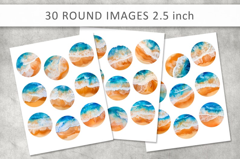 30 Beach Sea Circle Images, Digital Collage Sheets, 2.5 Inch Printable ...