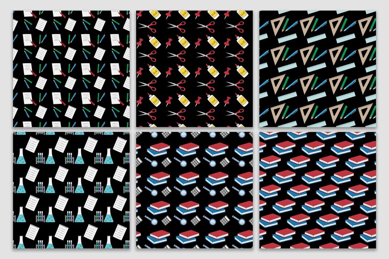 School Digital Paper, Seamless Patterns, Back to School Paper, Teacher ...