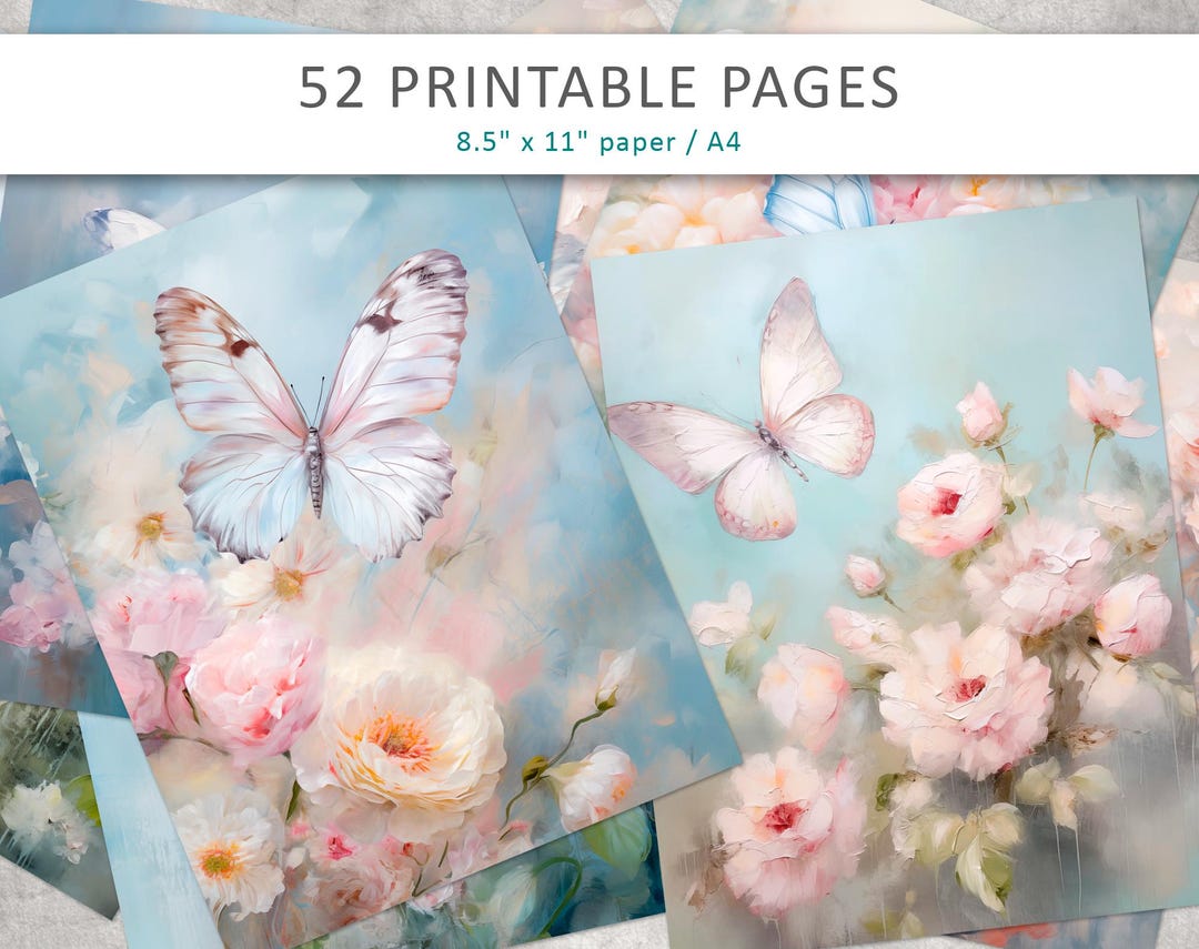 Butterfly Junk Journal Pages: Vintage Floral Ephemera (digital Download ...
