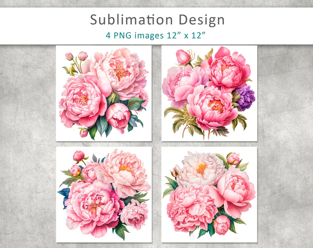 Peonies Clipart PNG, Flowers Clipart, Sublimation PNG, Greetings Cards ...