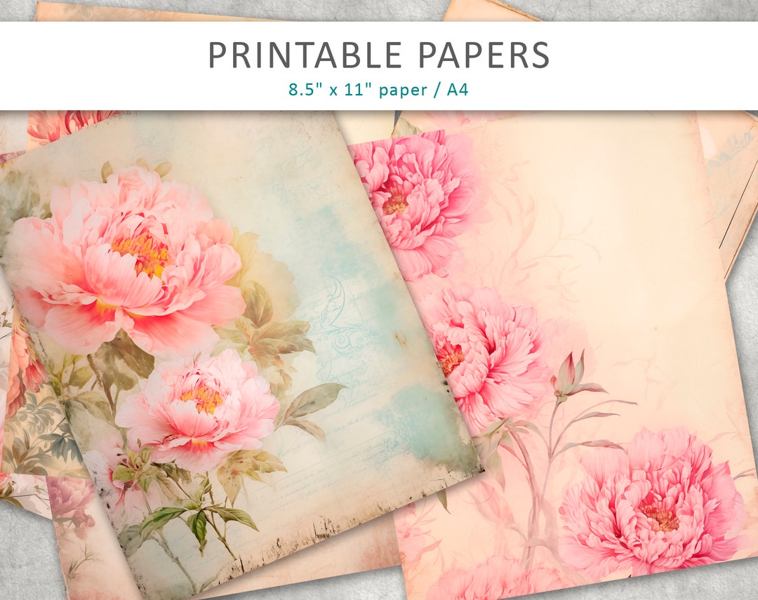20 Vintage Floral Journal Pages, Junk Journal Kit, Basic Papers ...