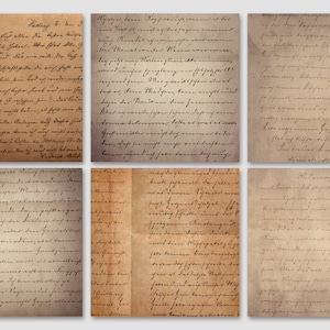 Vintage Digital Paper, Vintage Handwriting Digital Paper Textures ...