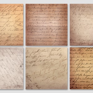 Vintage Digital Paper, Vintage Handwriting Digital Paper Textures ...