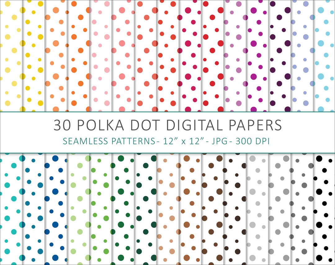 Polka Dot Digital Papers, Digital Paper Pack, Polka Dotted Seamless ...