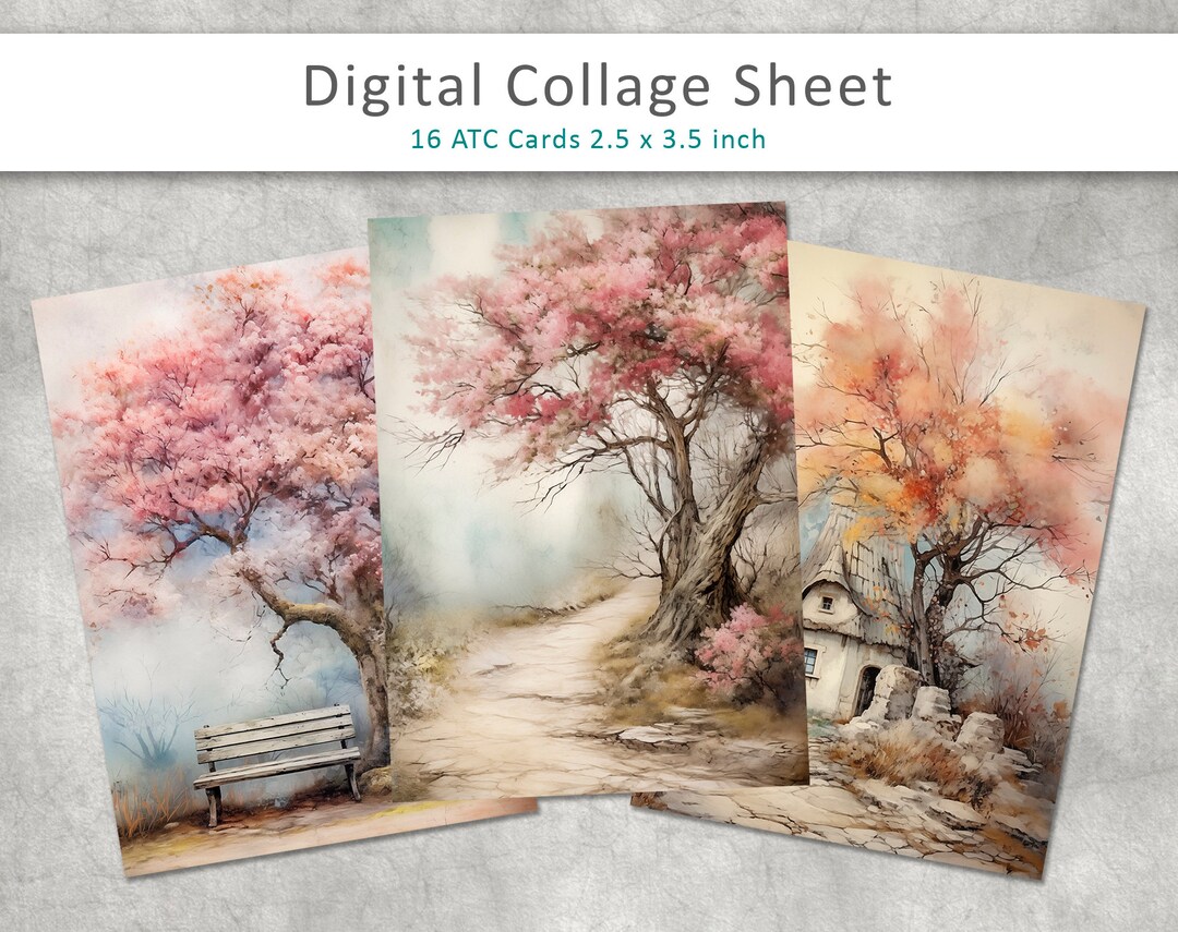 Vintage Tree ATC Cards: Printable Junk Journal Ephemera (digital ...