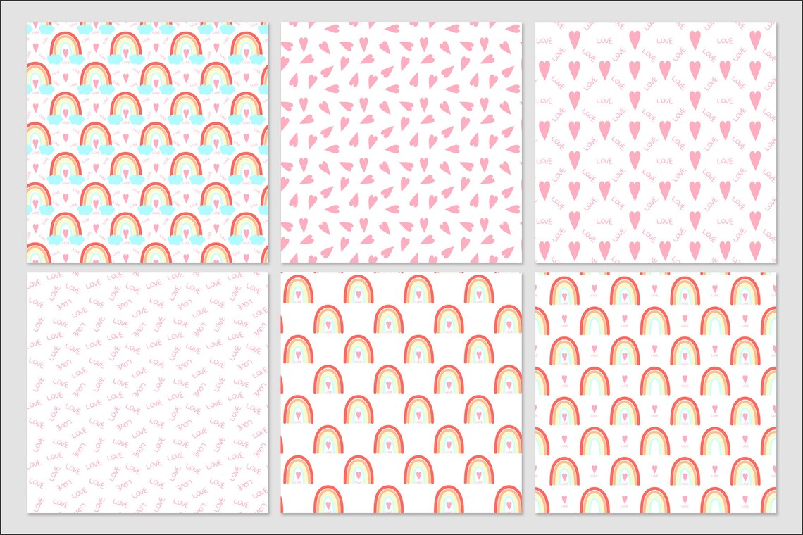 Rainbow Digital Paper Pack Scrapbook Paper Seamless Rainbow - Etsy