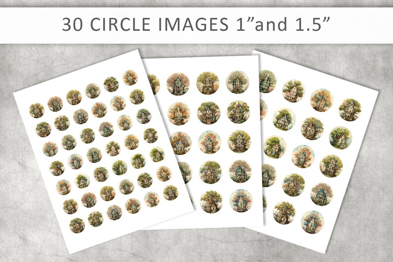 Tree House Circle Images 1 and 1.5 Inch, House Cabochon Images, Digital ...