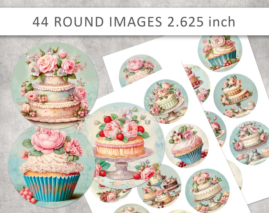 Cakes Button Printables 2.625", Sweet Treats Button, Craft Printables ...