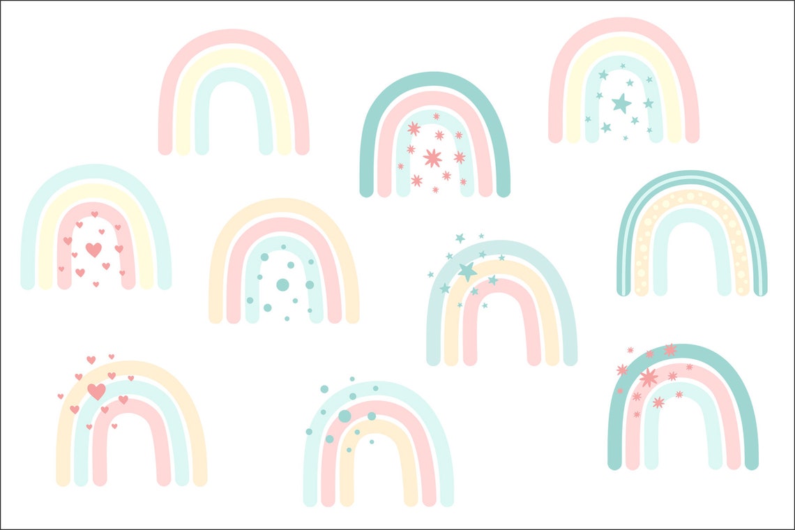 Rainbow Pastel Clipart Rainbow Baby Svg Files Vector Baby - Etsy