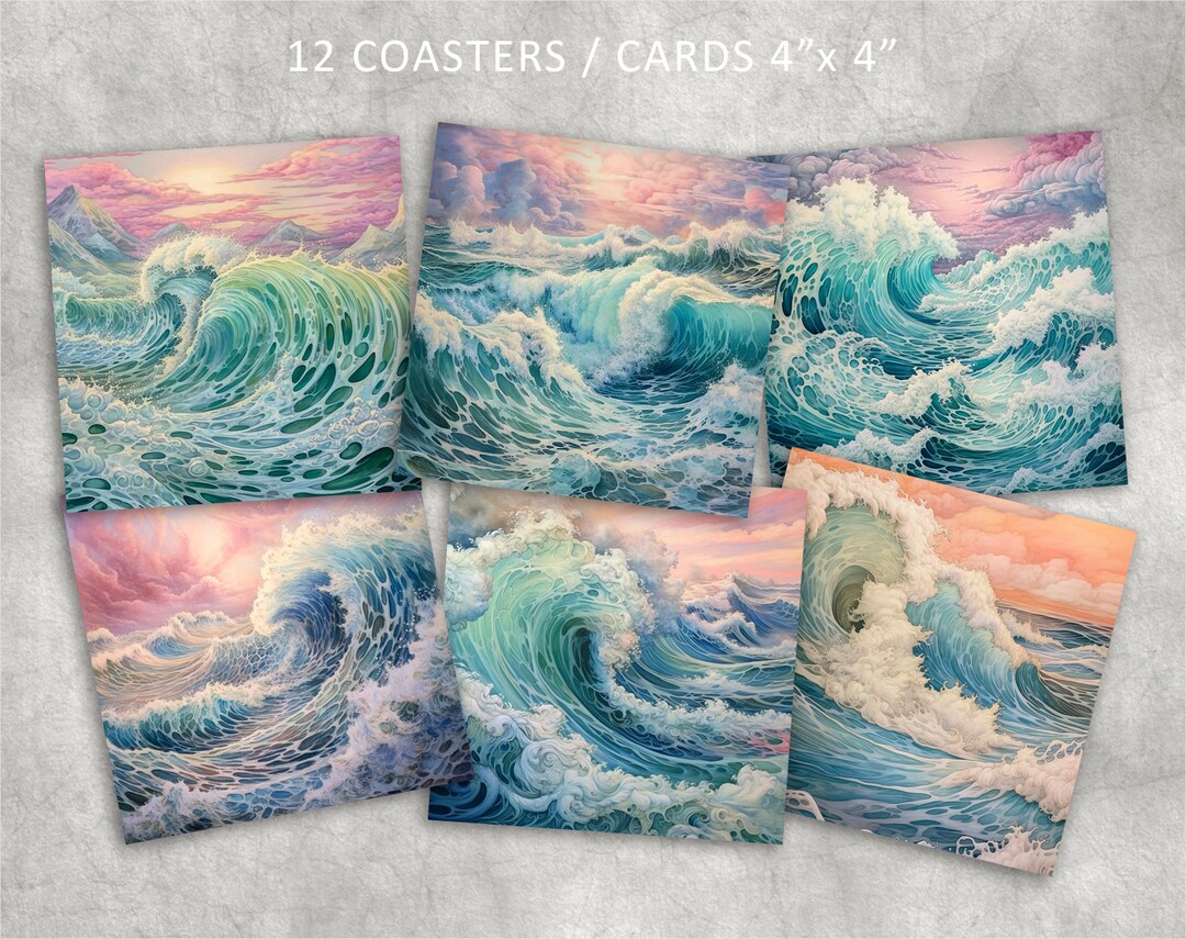 Sea Waves Coaster Collage Sheet for Coasters Greeting Cards - Etsy