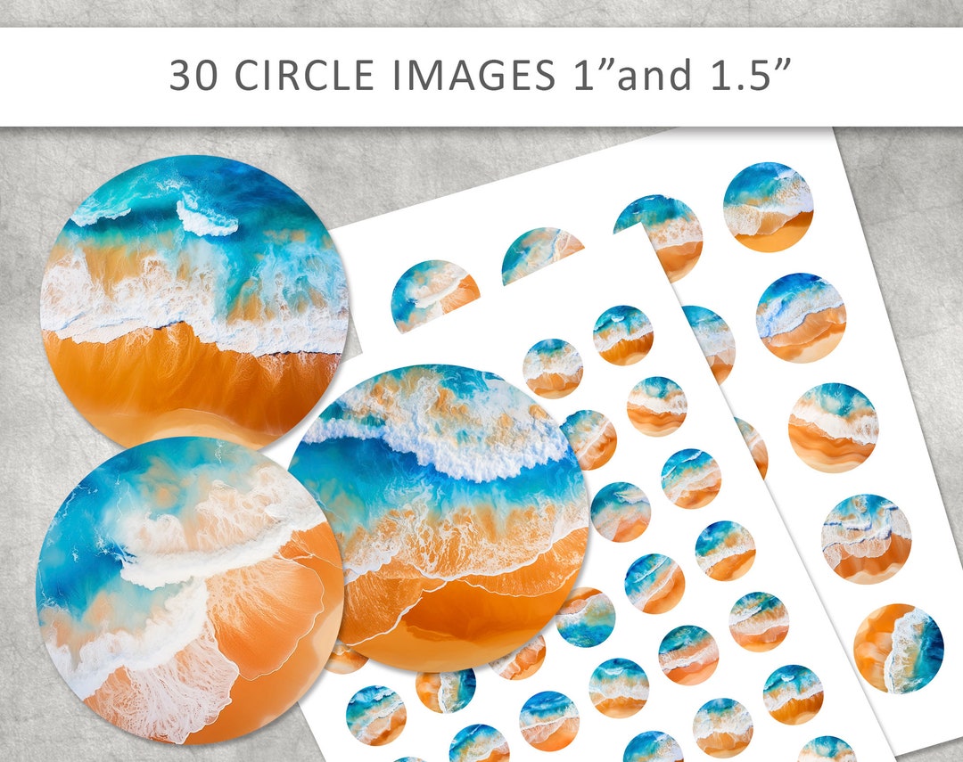 Sea Beach Circle Images: Printable Craft Projects (digital Collage ...