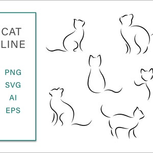 Cat SVG, Cat Line SVG Vector Illustration, Vector Clip Art, Cat Line ...