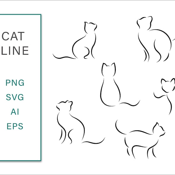 Cat Line Art - Etsy