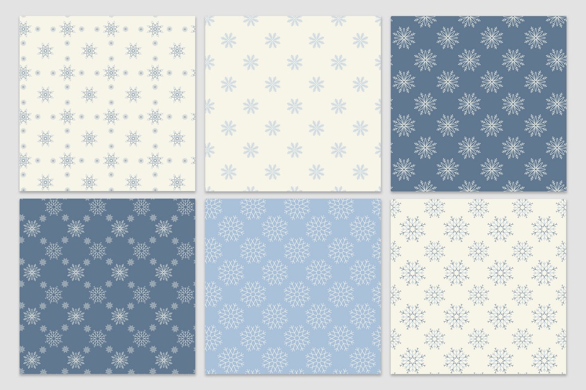 Snowflakes Digital Paper Paper Snowflakes Winter Digital - Etsy
