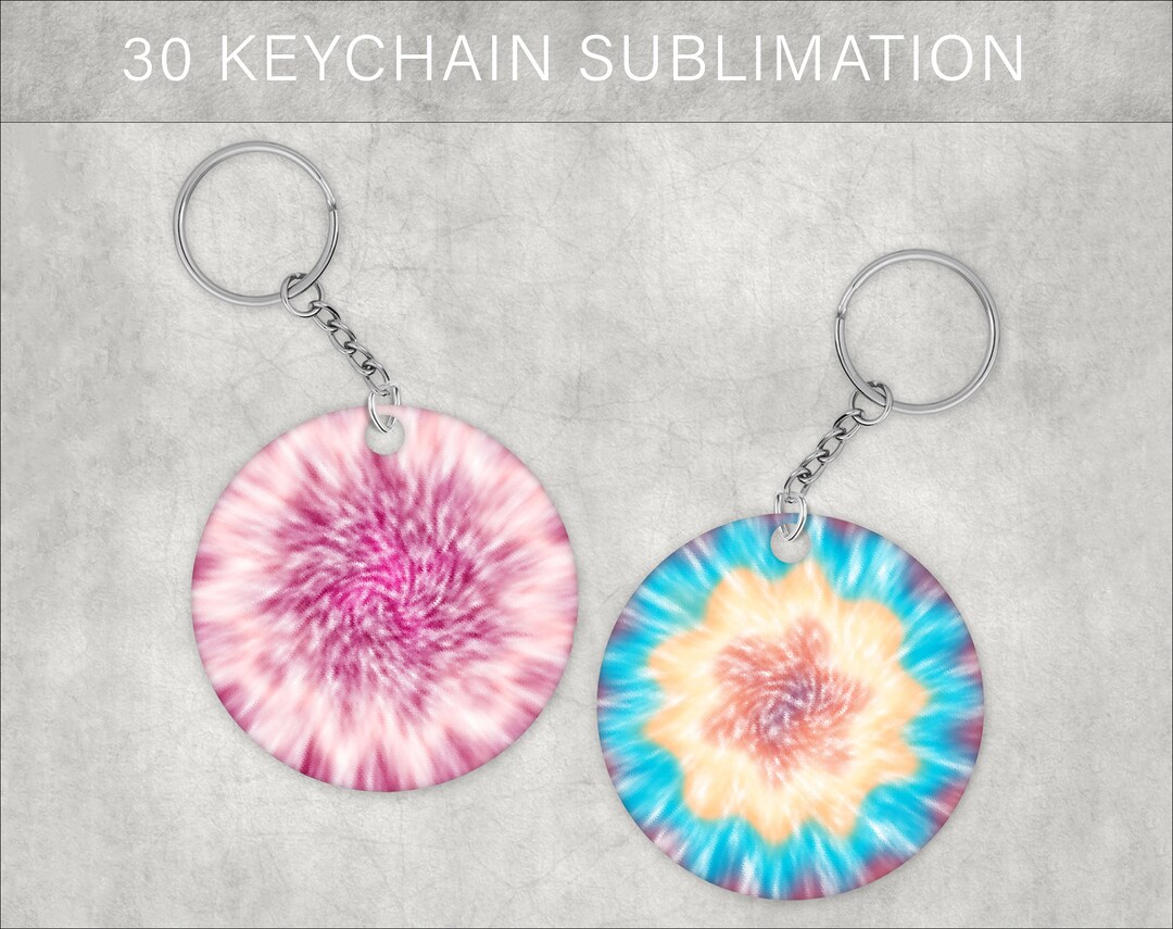 30 Tie Dye Sublimation Bundle, Keychain Sublimation PNG, 2.5 Inch ...