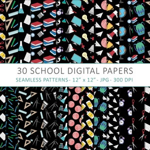 School Digital Paper, Seamless Patterns, Back to School Paper, Teacher ...
