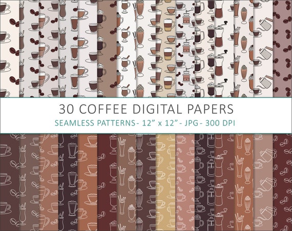 Coffee Digital Paper Digital Paper Pack Pattern Seamless | Etsy