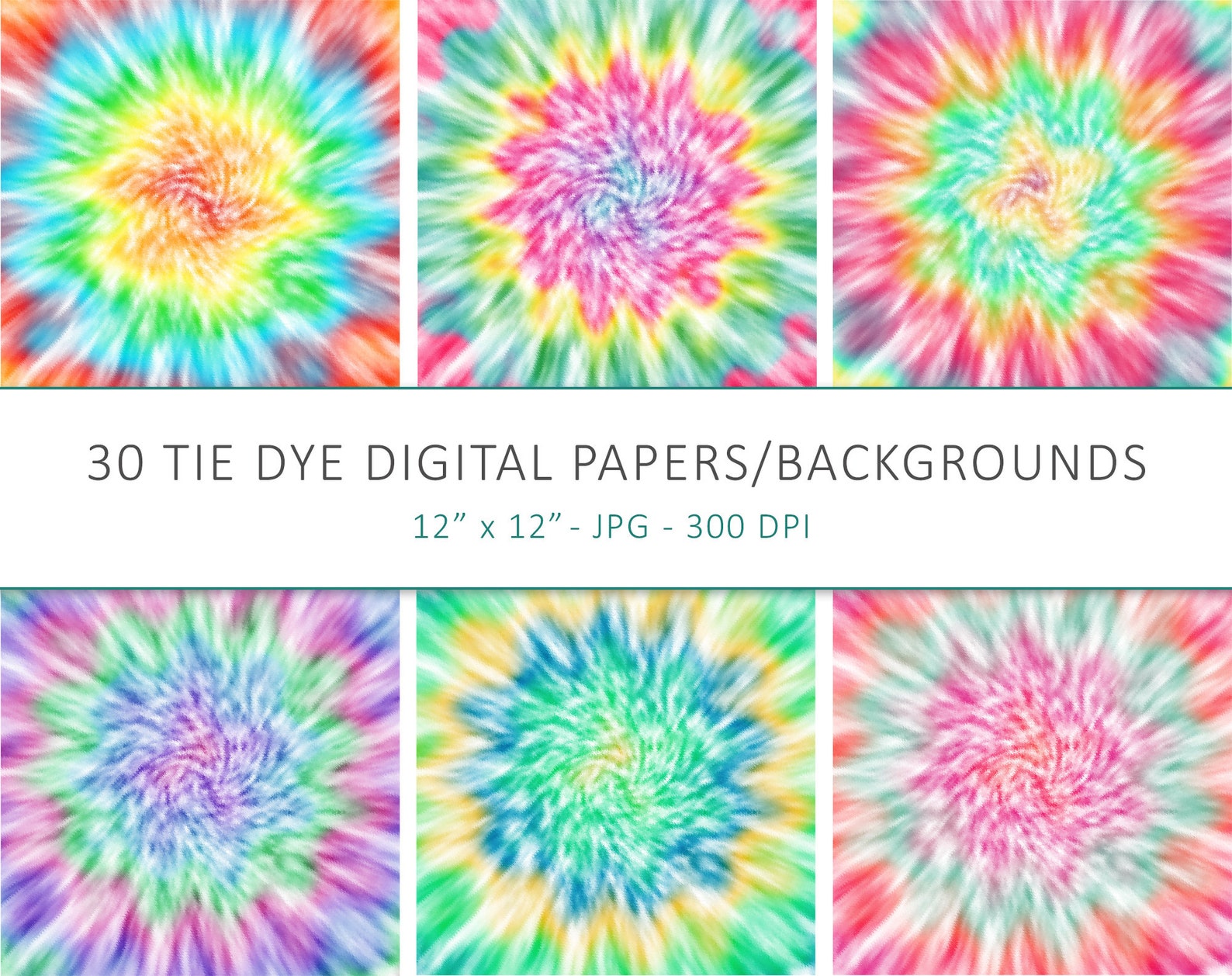 Tie Dye Digital Paper, Tie Dye Backgrounds, Colorful Tie-dye Scrapbook ...