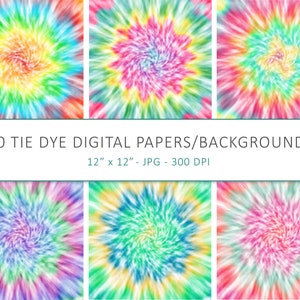 Tie Dye Digital Paper, Tie Dye Backgrounds, Colorful Tie-dye Scrapbook ...